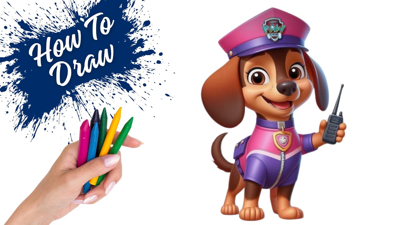 how to draw skye - paw patrol mighty movie - YouTube