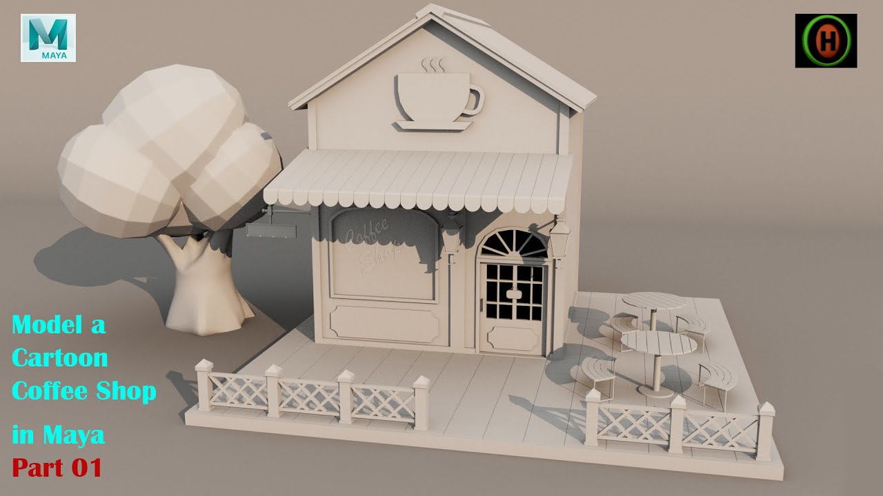 Autodesk Maya Tutorial | How to Model a Cartoon Coffee Shop | Part 1 of ...