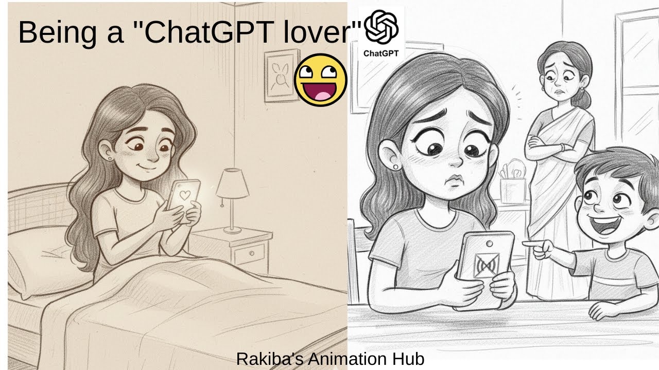Rakiba in Love with ChatGPT 💕 | Funny 2D Pencil Sketch Cartoon - YouTube