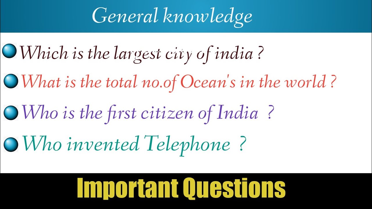 General knowledge questions in English || MCQs in English || Objective ...