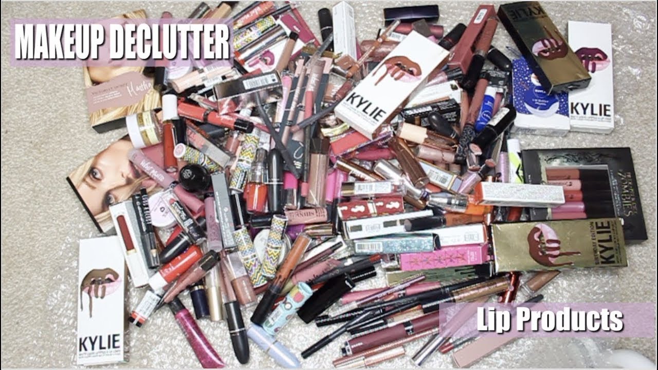 HUGE MAKEUP DECLUTTER - LIP PRODUCTS | Lipsticks, Lipliners, Lipgloss & Lip Care - YouTube
