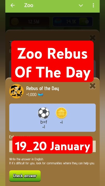 19 January Zoo Rebus Of The Day | 19_20 January Zoo Rebus Of The Day - YouTube