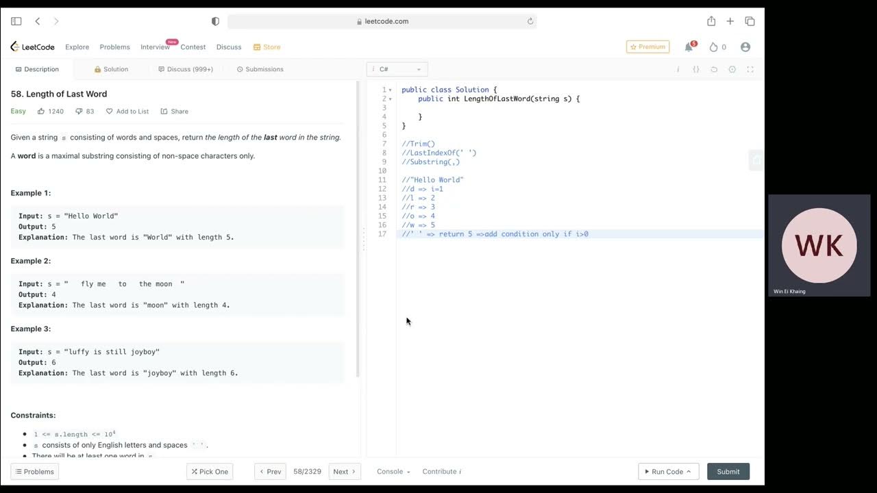 Length Of Last Word leetcode csharp easy YouTube length-of-last-word-leetcode-csharp-easy-youtube