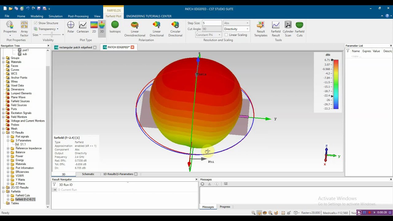 results in cst | patch antenna results e field h field - YouTube