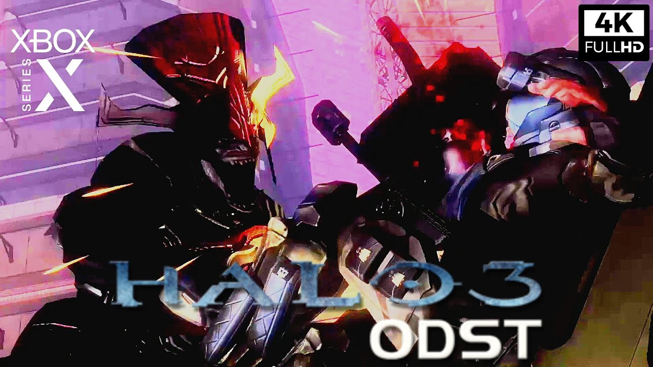 HALO 3 ODST Brute Chieftain Vs Alpha-Nine Odst Squad Fight Scene [4K ...
