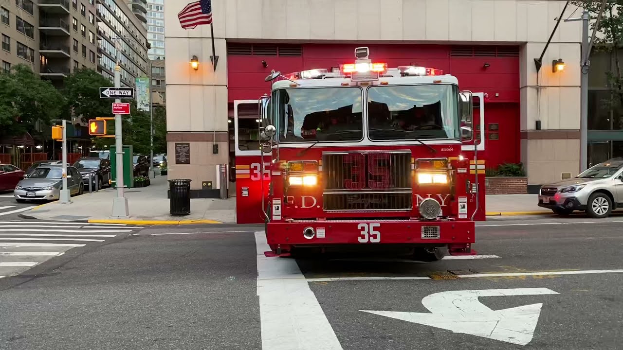 BRAND NEW 2020 FDNY TOWER LADDER 35 RESPONDING FROM QUARTERS ON ...