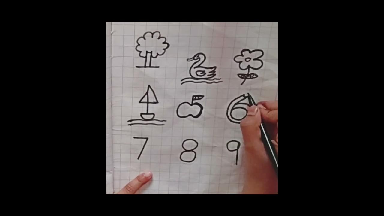 How to draw picture using number || (1to9) step by step number se ...