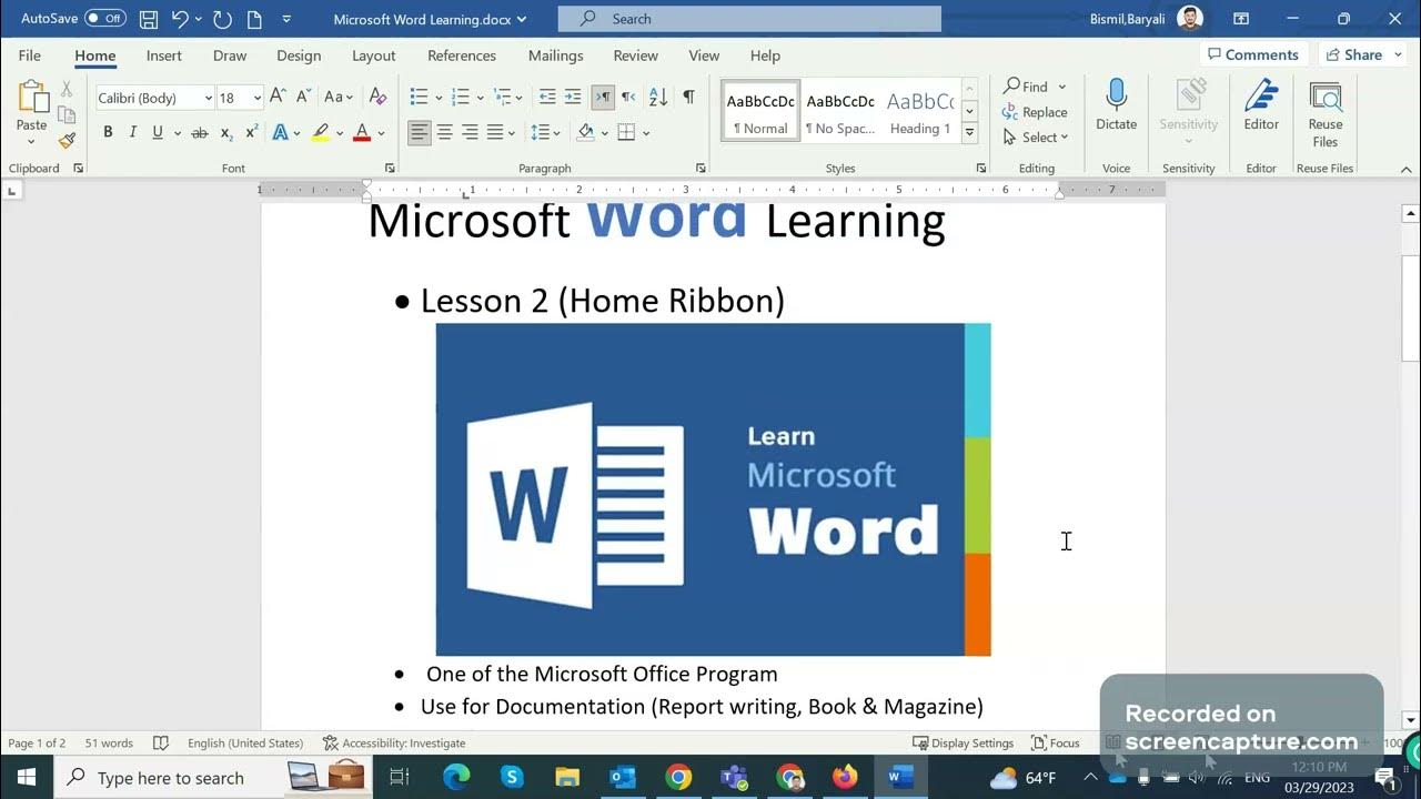 Microsoft Word Learning || Lesson 2 ( Copy, paste & Font group ...