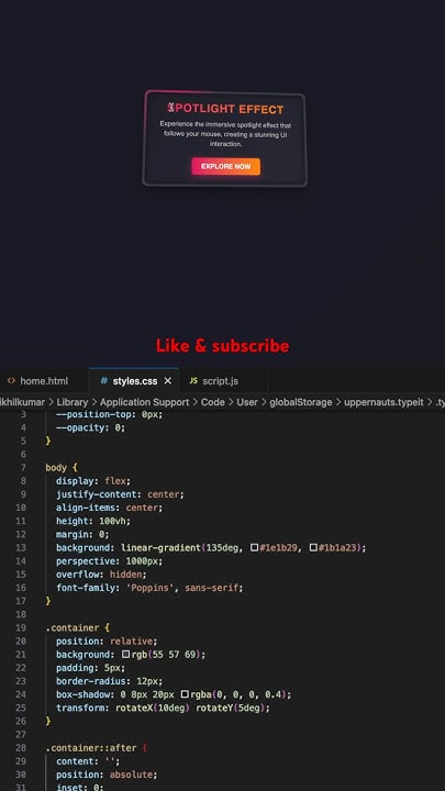 Interactive Spotlight Border Effect | HTML, CSS, JavaScript Animation#shorts#shortvideo# ...