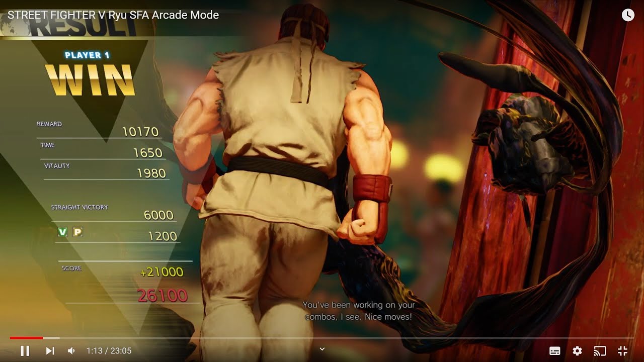 STREET FIGHTER V Ryu SFA Arcade Mode - YouTube