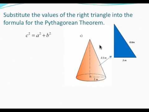 Volume of a cone : finding the height using the Pythagorean Theorem - YouTube