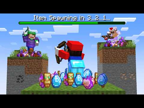 Minecraft One Chunk, But We Get a Random Item Every 10 Secs...