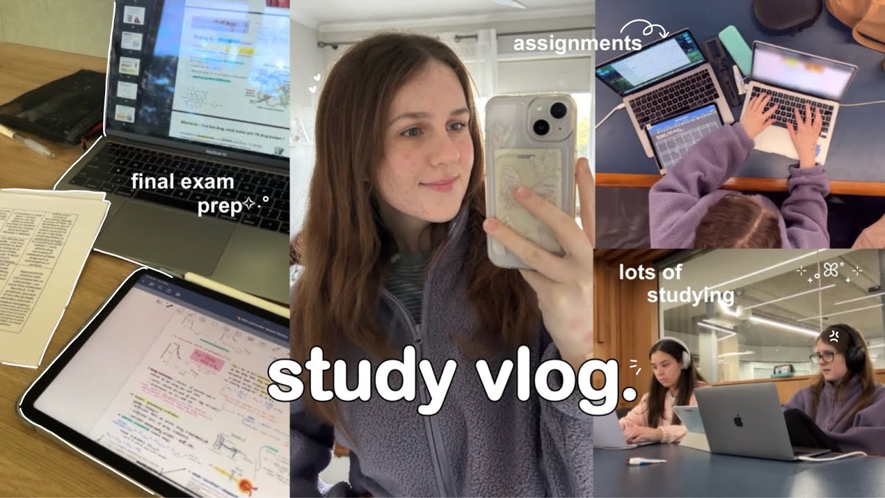 STUDY VLOG 🎧 all nighter, final exam prep, finishing assignments, lots ...