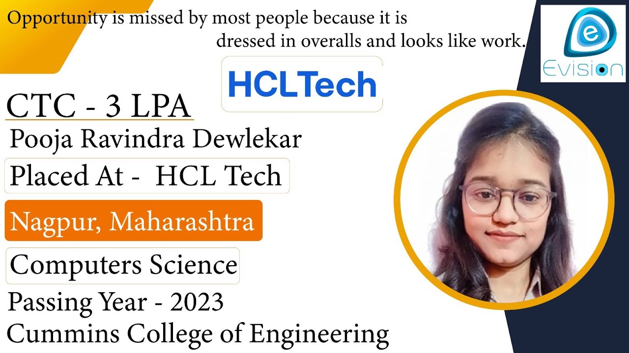 Congrats, Pooja | Selected in HCL Tech | 3 LPA | Computers Science, PoY ...