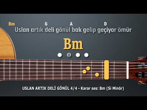 Uslan Artık Deli Gönül adlı eserin gitar akorları - Ton : Bm #akormerkezi, #gitarakorları