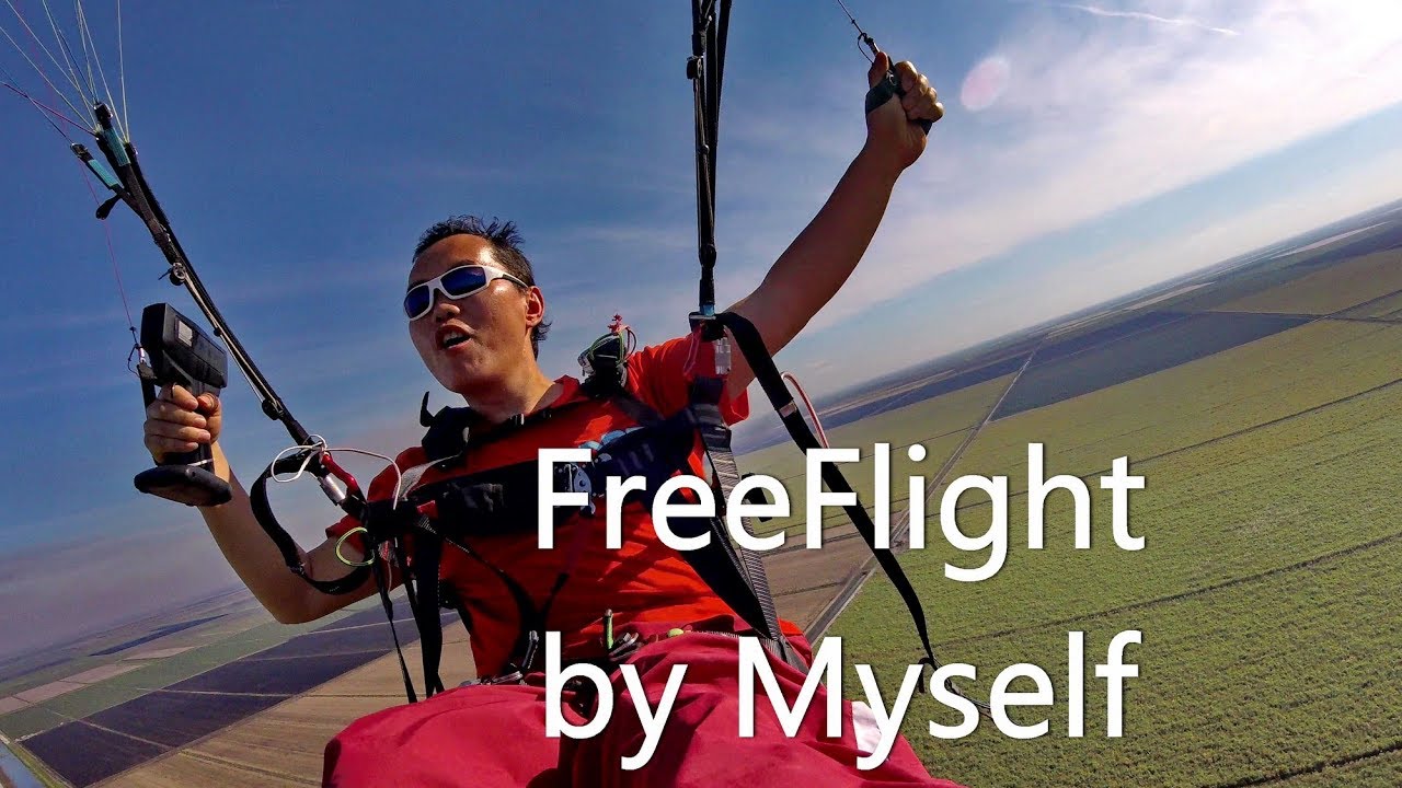 paragliding self towing go free flight by yourself - YouTube