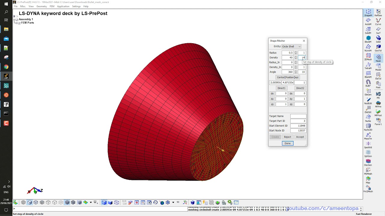 Simplified Conical Bullet Hex Mesh YouTube Simplified Conical Bullet Hex Mesh YouTube
