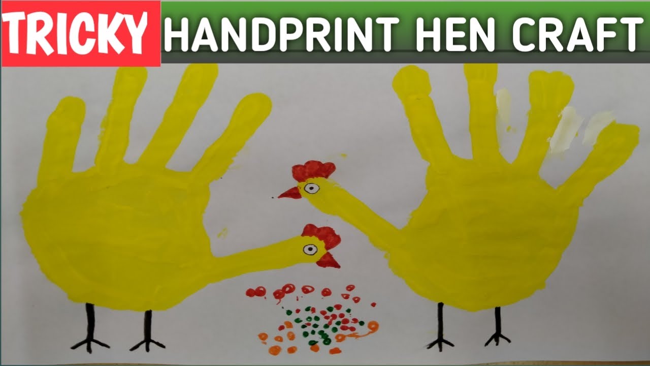 Hand print hen craft || Craft Idea || Hand print craft step by step ...