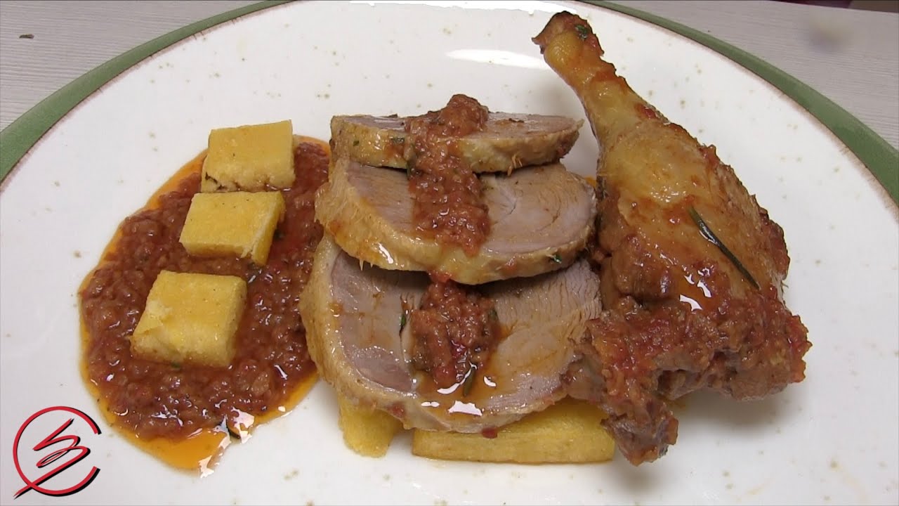 Anatra stufata in padella con polenta - YouTube