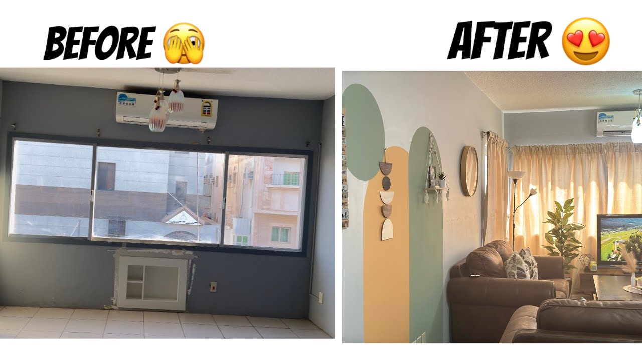 LIVING ROOM MAKEOVER || DIY Living room makeover on a BUDGET || Renter ...