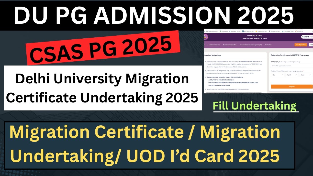 Delhi University PG Admission Migration Certificate Undertaking Form 2025 || CSAS PG 2025 #anas ...