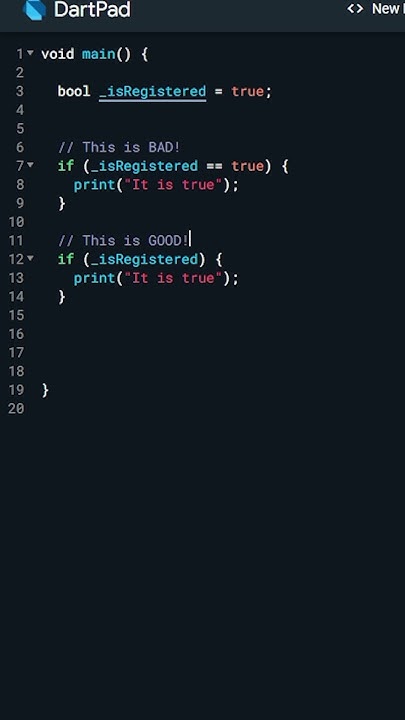 DON’T use true or false in equality operations #dart #flutter #fy #coding #fyp #shorts - YouTube