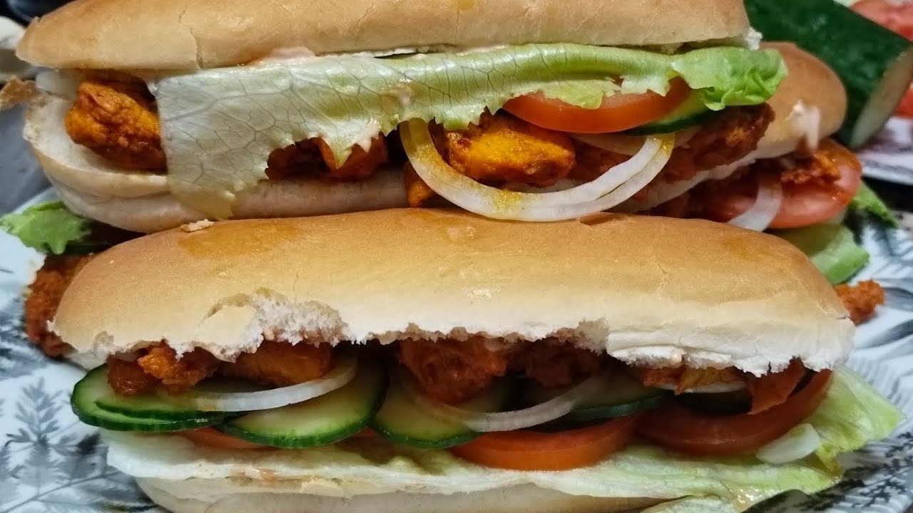 subway chicken sandwich ki recipe very tasty step by step by fabeha ...
