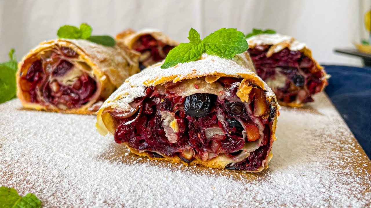 Christmas Cherry Strudel with Almonds | Authentic Austrian Style ...