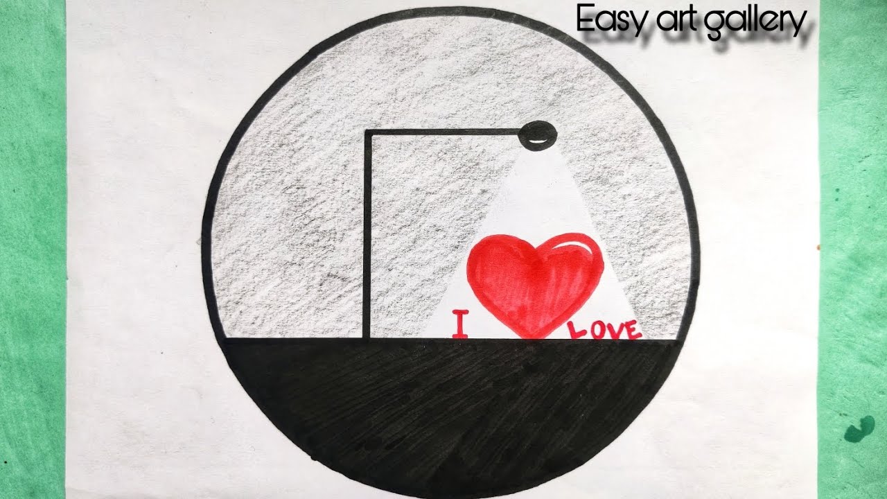 How to draw I love you writing circle drawing || Easy drawing for ...