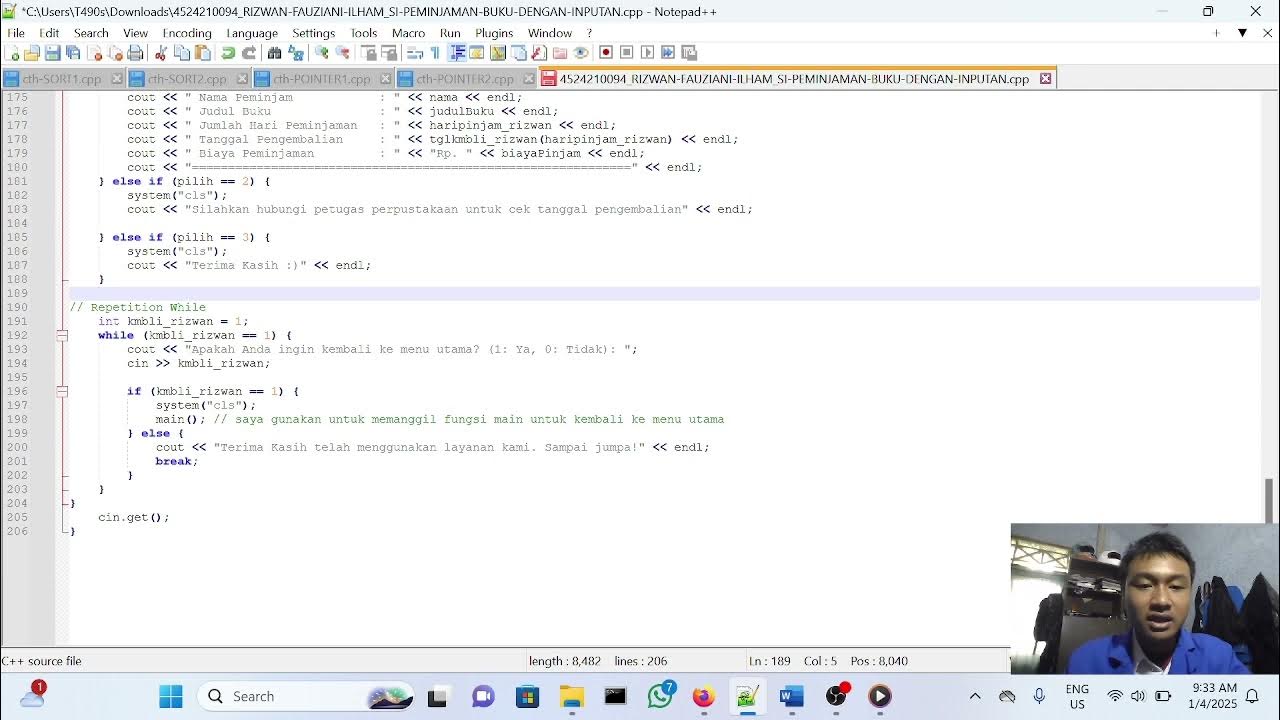 Tugas Besar Program C++ SI PEMINJAMAN BUKU DENGAN INPUTAN - PRAKTIKUM ALGORITMA DAN PEMROGRAMAN ...