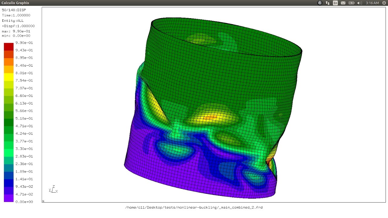 Nonlinear buckling of shell with imperfections (FEA) - YouTube