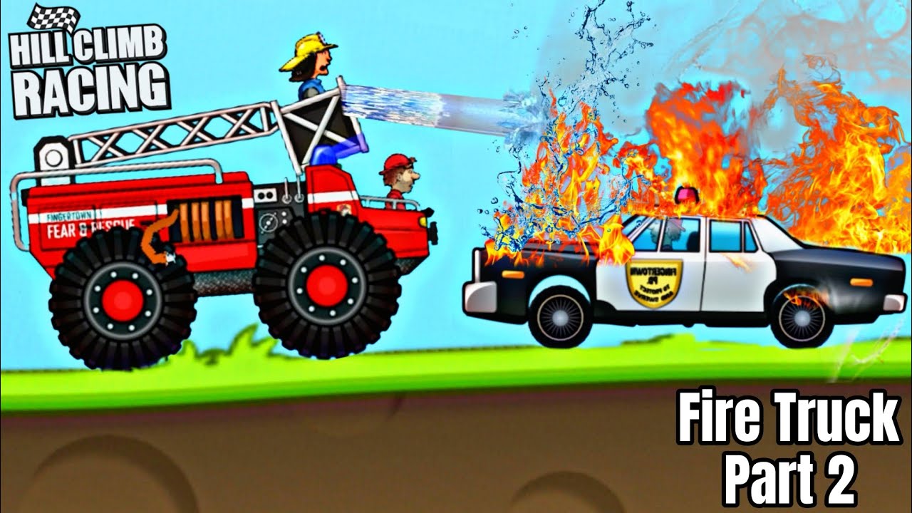 Hill Climb Racing - Fire Truck In Police Car Help Rescue Gameplay - YouTube