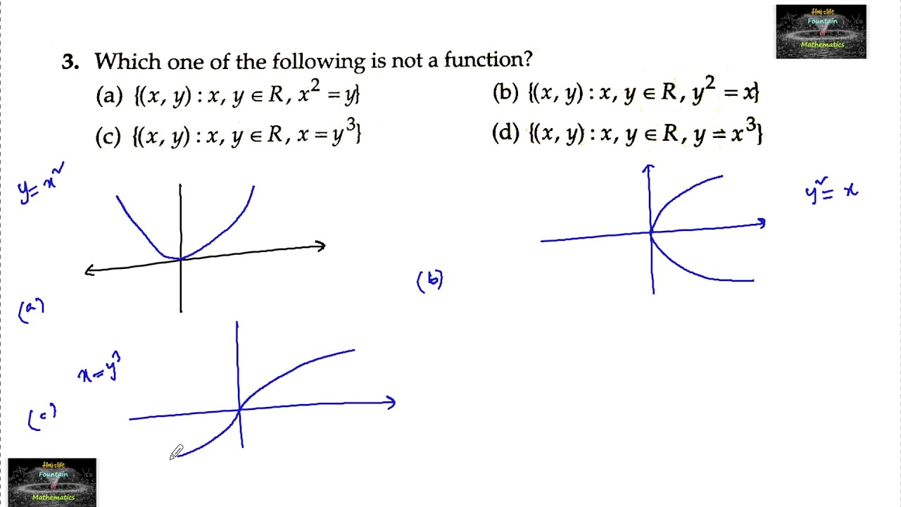 Which one of the following is not a function {(x,y):x,y - YouTube