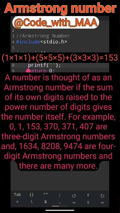 34 Armstrong Number Tech Programmingchallenge Code Codeing Cprogramming