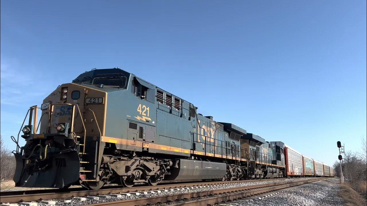 CSX AC44CW 421 w/ K5LA Leads Automotive M580-31 on 1/1/23 - YouTube