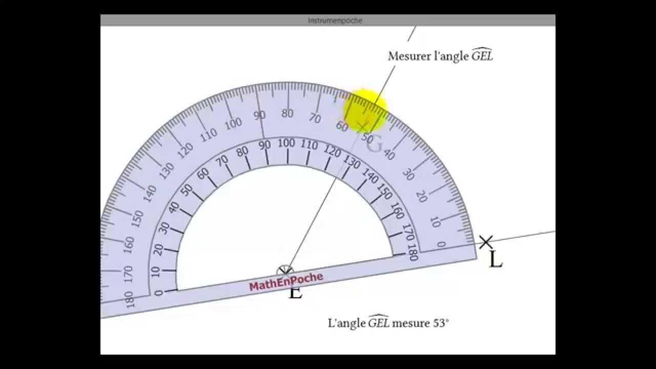 Comment mesurer un angle aigu avec un rapporteur. - YouTube