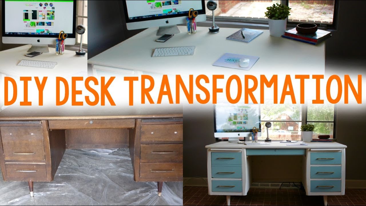 DIY DESK TRANFORMATION - YouTube