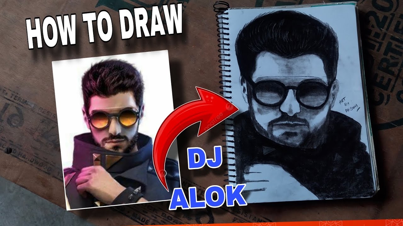 Daily Draw| Free fire character DjAlok | Day 1/11 | How to Draw Free ...