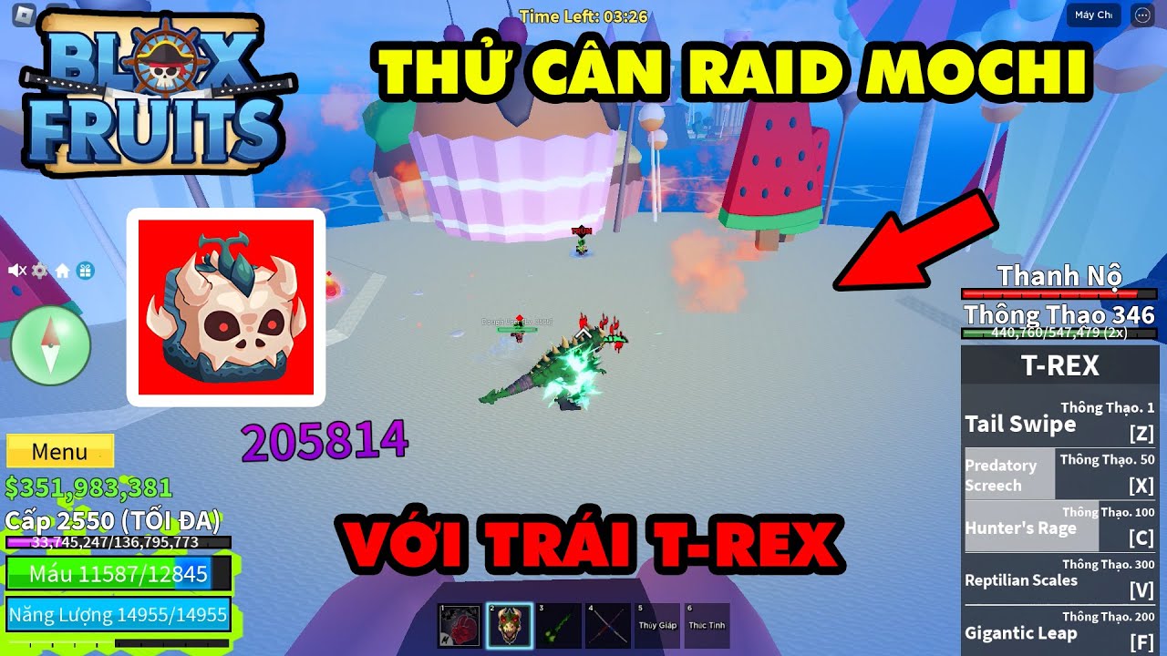 Thử 1 Mình Cân Raid Mochi Với Trái T-Rex || Blox Fruits! - YouTube