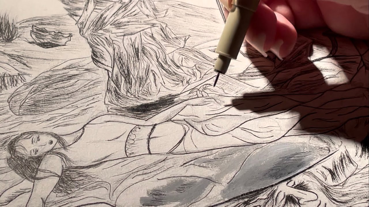 asmr: manga inking practice - YouTube