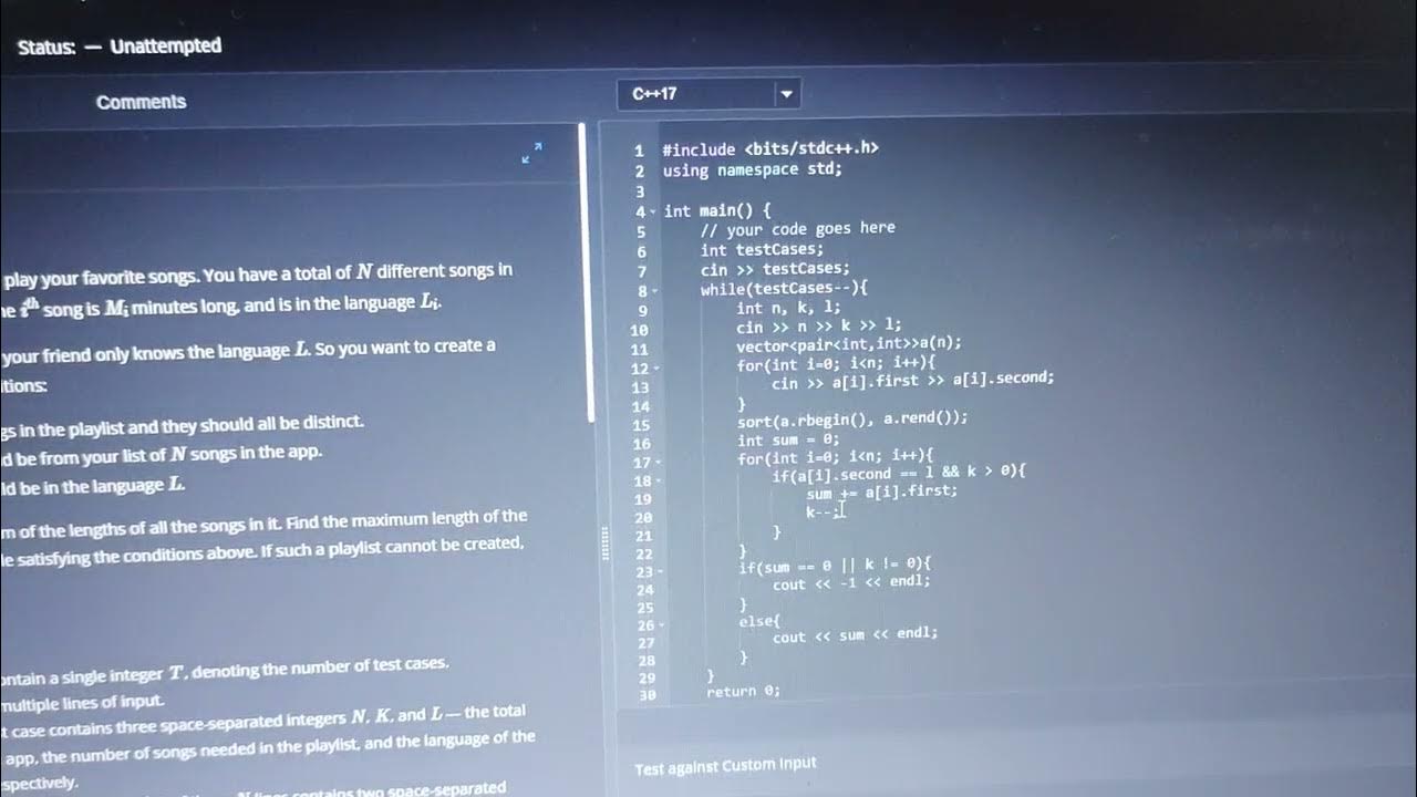 Codechef starters 92 Dotify playlist Solution C++ - YouTube