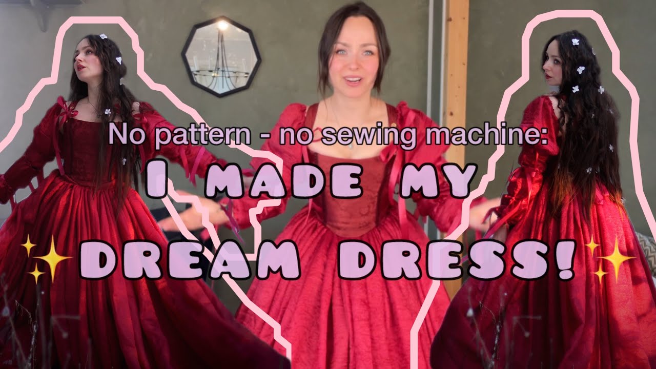 I made my DREAM BALL GOWN!! DIY red dress - costume tutorial - thrift ...