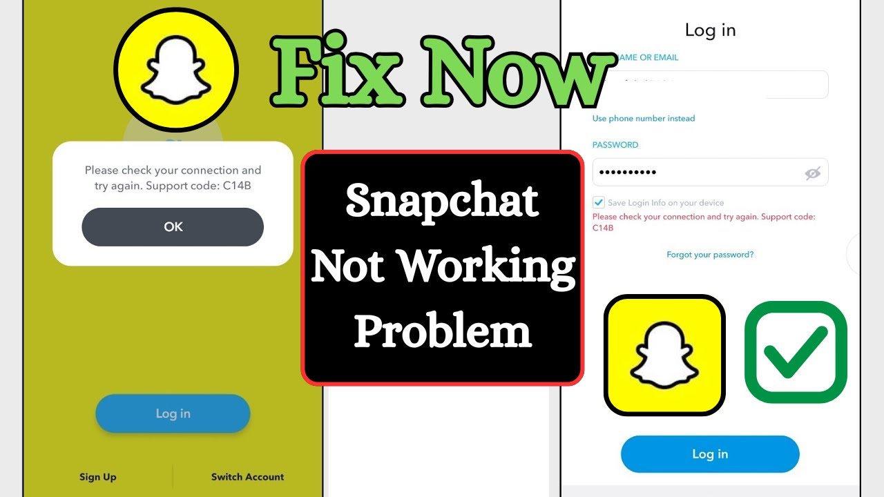 How To Fix Snapchat Not Working Problem 2025 | Support Code C14B Solved ...