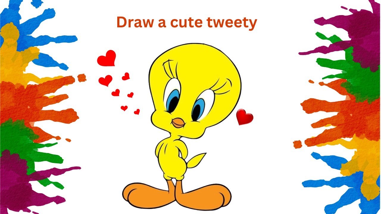 Cute tweety | tweety bird | tweety painting |Easy draw step by step ...