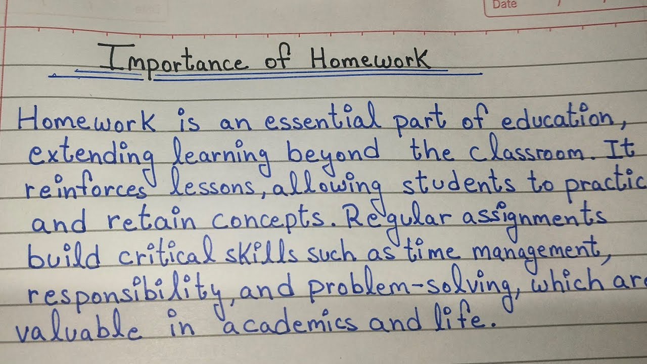 Essay on Importance of Homework | English - YouTube