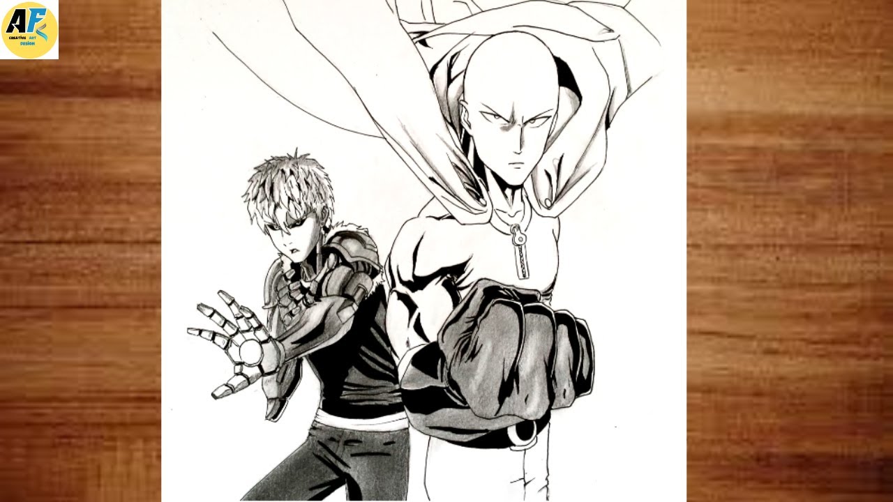 How to draw Saitama and Genos | One-Punch Man Drawing step by step ...
