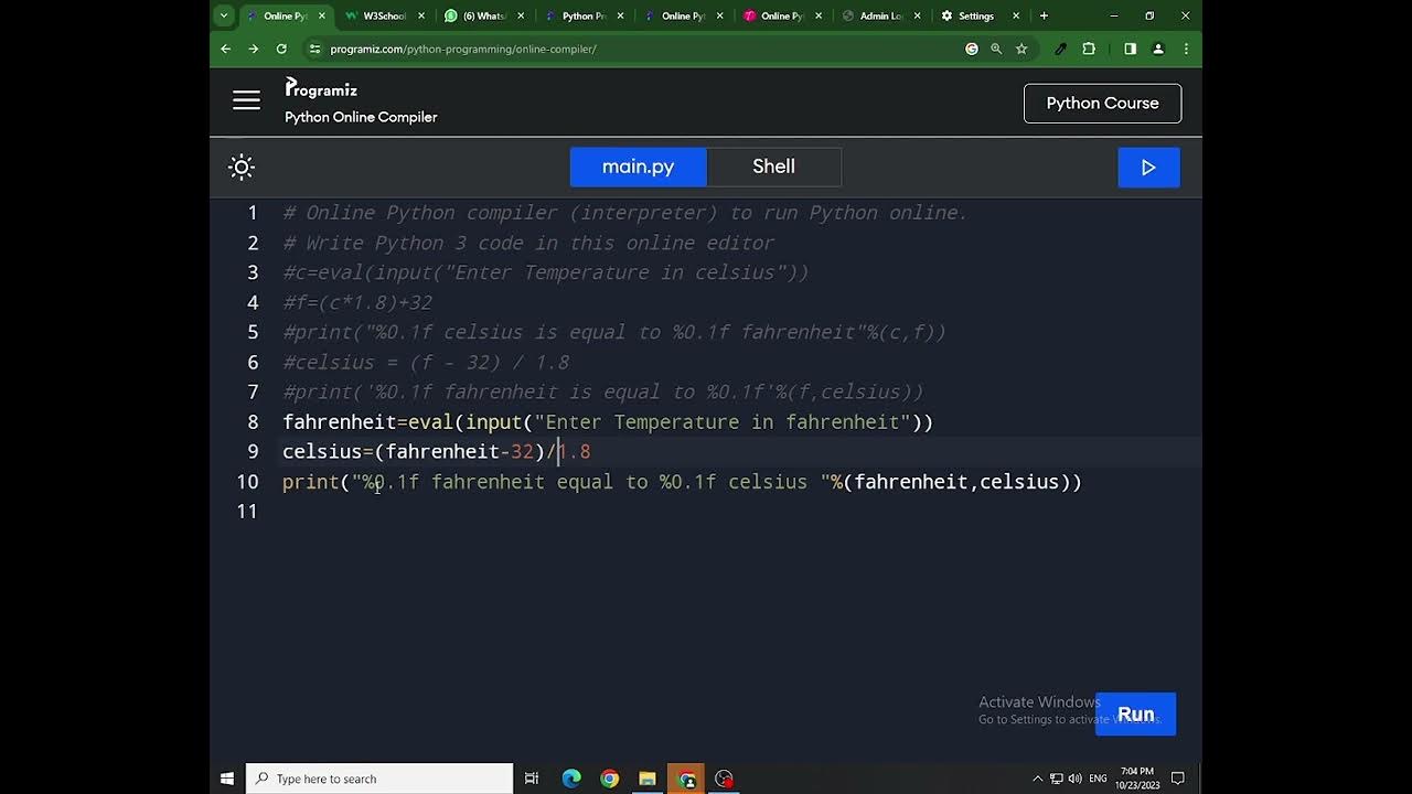 How to convert Fahrenheit into Celsius in Python | Learn with Arsalan ...
