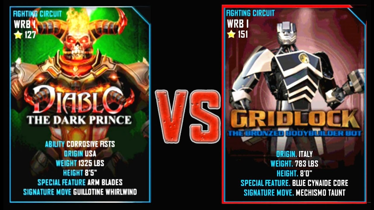 REAL STEEL WRB DIABLO VS Gridlock New Robots UPDATE (Живая Сталь) - YouTube