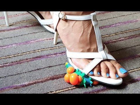 Squidgy Toy Crush Trample Walkover Crush Fetish Casual White High Heel Stilettos Blue Toes #asmr