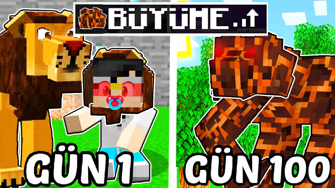 ASLAN OLARAK BÜYÜMEK! 😱🦁- Minecraft - YouTube